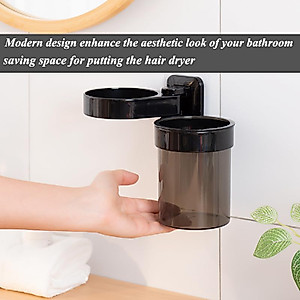 RAIKEDR Hairdryer Holder for Wall Mount Wall with Hair Tool Storage Organizer, Self Adhesive Hair Dryer Rack (7.7x4.1x4.5, Black)