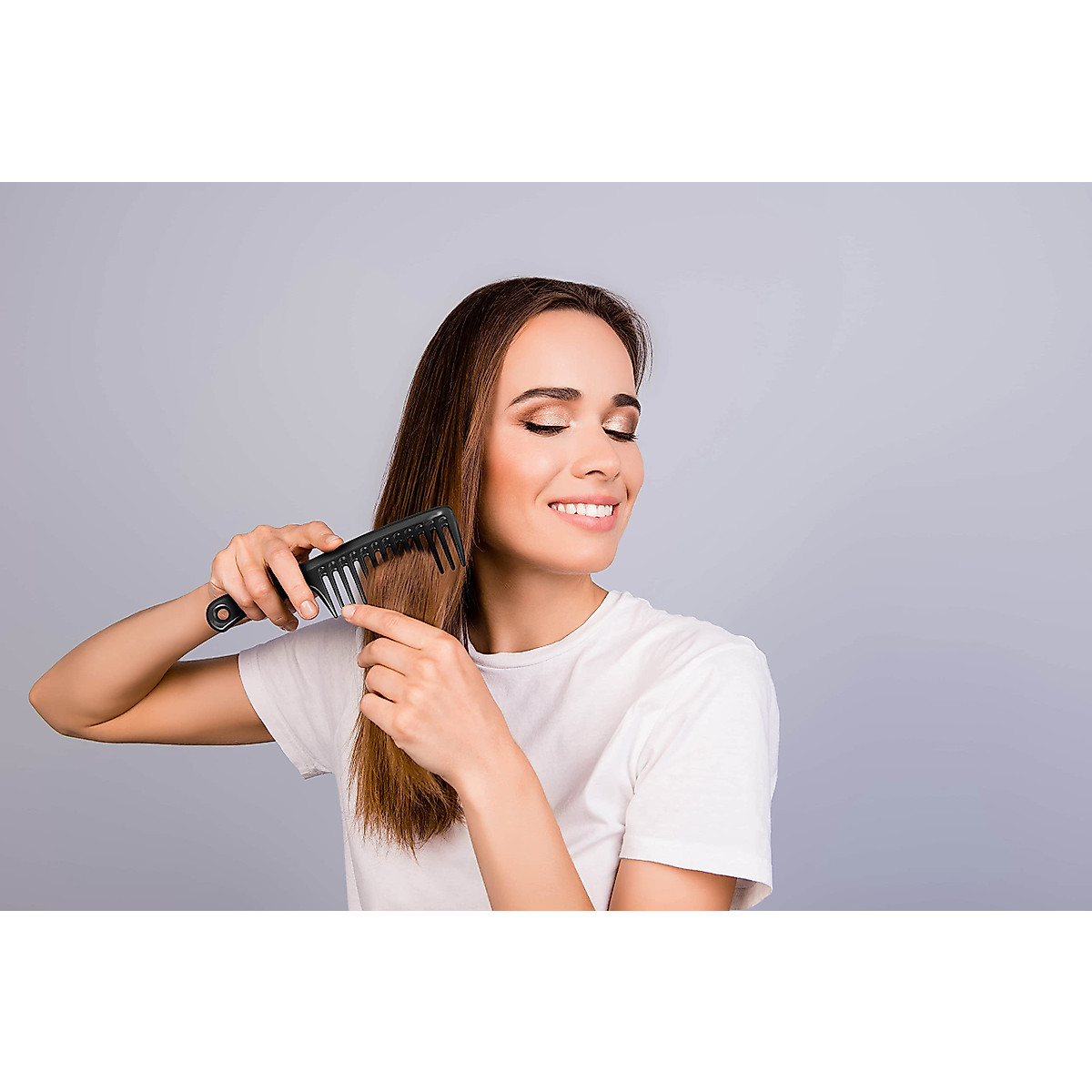 HYOUJIN Black Large Wide Tooth Comb Detangler Detangling Paddle Brush, Care Handgrip Comb-Best Styling Comb for Curly,Wet,Long Hair