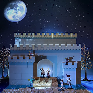 Monster Adventure Terrain- 128pc Painted Castle Expansion Set w Baseplate- Fully Modular & Stackable 3-D Tabletop World Builder, Compatible w DND Dungeons Dragons, Pathfinder, All RPG Game, Gift