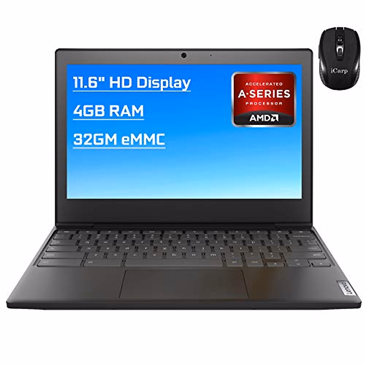 Lenovo Chromebook 3 Student Laptop 11.6" HD Anti-Glare Display AMD A6-9220C APU 4GB RAM 32GB eMMC Radeon R5 Graphics USB-C Webcam Chrome OS + HDMI Cable