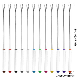 Prasacco 12 Pcs Fondue Forks, 9.5 Inch Stainless Steel Fondue Sticks with Heat Resistant Handle for Cheese Chocolate Fondue Roast Meat