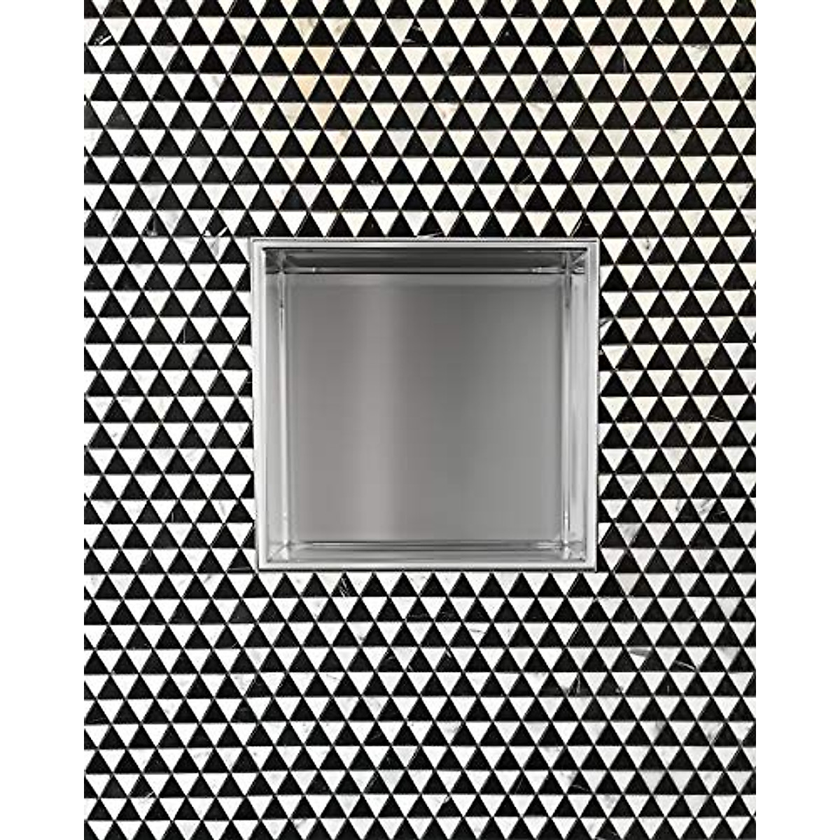 Shower Niche – NO TILE NEEDED 12" x 12" Polished Chrome Single Shelf Organizer, Square – Best Modern In Wall Bathroom Accessory for Shower or Tub Storage | Nook Insert Holds Soap, Bottles, Toiletries