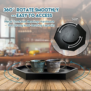 Livfodrm Lazy Susan Organizer for Cabinet 13 Inch, 2PCS Solid Wooden Lazy Susans Turntable for Table, Wood Rotating Spice Rack for Kitchen