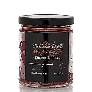 Cherry Tobacco Scented Candle - 6 Ounce Jar Candle- Hand Poured in Indiana