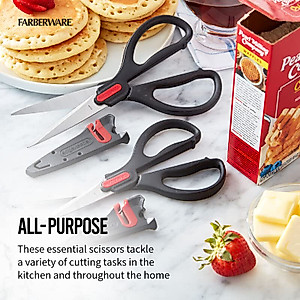 Farberware Purpose and Utility Shears with Edgekeeper Sheaths, Set of 2, 2 Piece Set, Black/Red