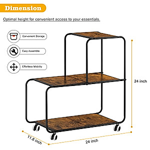 Luplom Side Table Set of 2, Couch End Tables for Small Spaces Narrow Bedside Table Chair Side Table with Wheels and Storage Dark Brown Night Stand for Bedroom Living Room, Rustic Brown