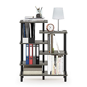 Furinno Turn-N-Tube 6-Tier Accent Display Rack, French Oak Grey/Black