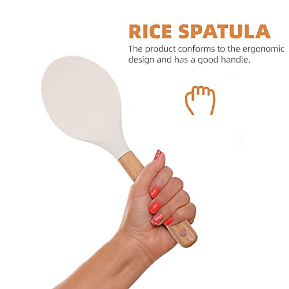 HEMOTON Silicone Rice Paddle Rice Spoon Nonstick Heat- resistant Rice Scooper Rice Spatula Cooking Utensil for Sushi Rice Mashed Potato White