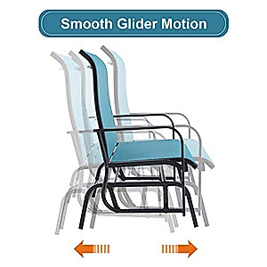 MFSTUDIO 2 Seats Outdoor Patio Swing Glider with Higher Backrest,Double Rocking Loveseat Chair with Comfortable Sling Mesh Fabric, Steel Frame,Blue