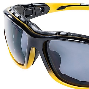 Sellstrom - 70001AZ Polycarbonate Sealed Safety Glasses/Protective Eyewear, Anti-Fog Coating, Detachable Soft Co-Molded Temples, U.S. Military Ballistic Rated, Yellow & Black with Smoke Tint, S70001