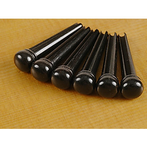 Waverly Ebony Guitar Bridge Pins, Oversized, Slotted, Set of 6