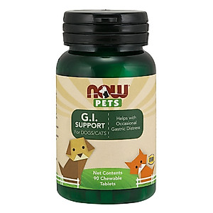 NOW Foods Pet Health, G.I. Support Supplement, Formulated for Cats & Dogs, NASC Certified, 90 Chewable Tablets
