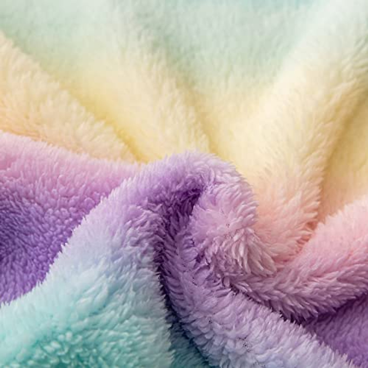 DaysU Sherpa Fleece Blanket, Throw Blanket for Couch, Sofa, Bed, Lightweight Soft Cozy Warm Fuzzy Blankets for Camping, Picnic, Travel, Rainbow Print, 50” x 60”