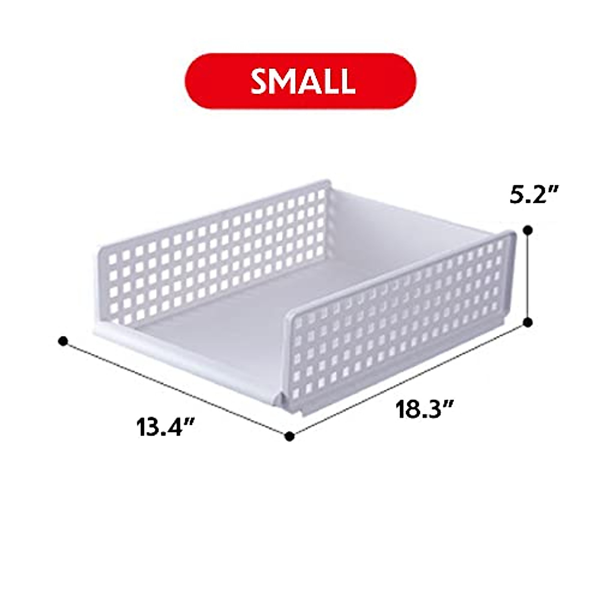 HomeDecoGoods Sturdy Simple Plastic Storage Drawers, Stackable Small Large Sliding Basket Organizer Drawer, White - Storage Drawers Organizer Using for Office, Kitchen, Living Room (Small)
