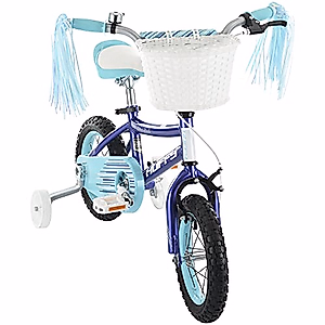 Huffy Zazzle 12” Girl’s Bike with Basket and Streamers, Bell, Training Wheels, Purple
