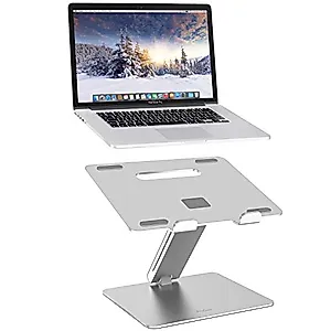 ProCase Adjustable Laptop Stand, Ergonomic Aluminum Laptop Holder, Portable Laptop Riser Notebook Computer Stand for MacBook Pro/Air Surface Dell Lenovo Laptops up to 15.6-Inch - Silver