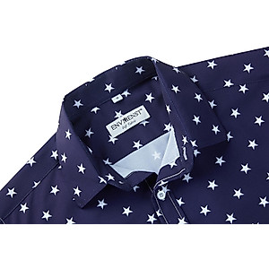 ENVMENST Men's American Flag Button Down Shirts Casual Short Sleeve Patriotic Hawaiian Shirt（Flag,3XL）