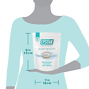 Epsoak Epsom Salt 2 lb. Magnesium Sulfate USP. (Qty. 1 x 2lb. Bags) Resealable Epsom Salt Bulk Bags Unscented, Made in The USA, Cruelty-Free Certified