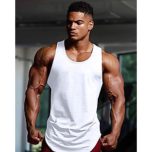 KAWATA Men's 3 Pack Dry Fit Workout Tank Top Gym Muscle Tee Fitness Bodybuilding Sleeveless T Shirts