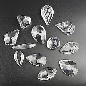 H&D Pack of 12 Clear Crystal Chandelier Lamp Lighting Drops Pendants Balls Prisms Hanging Glass Prisms Parts Suncatcher Home/House Decor