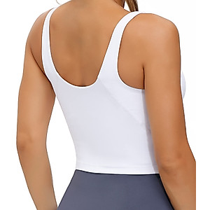 Wjustforu Women's Tank Top Padded Sports Bra Running Workout Yoga Crop Top (X-Large, White)