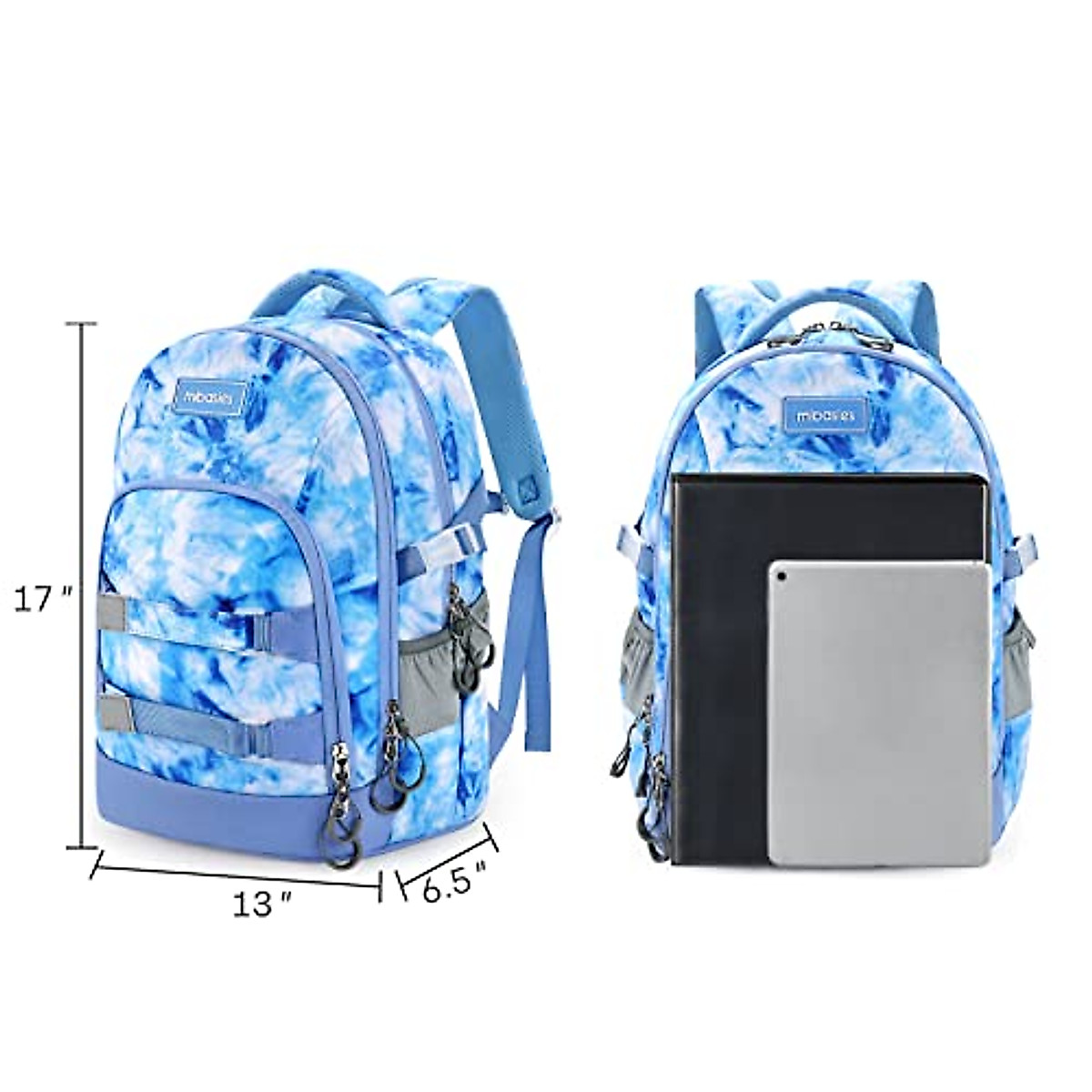 mibasies Girls Backpack for Kids, Elementary School Backpack for girls 17Inch(Marble Bule)