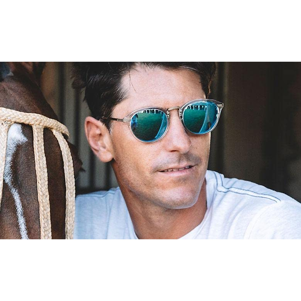 Revo Sunglasses Quinn: Women's Polarized Crystal Glass Lens with Round Frame, Crystal Frame with Revo H2O Blue Lens