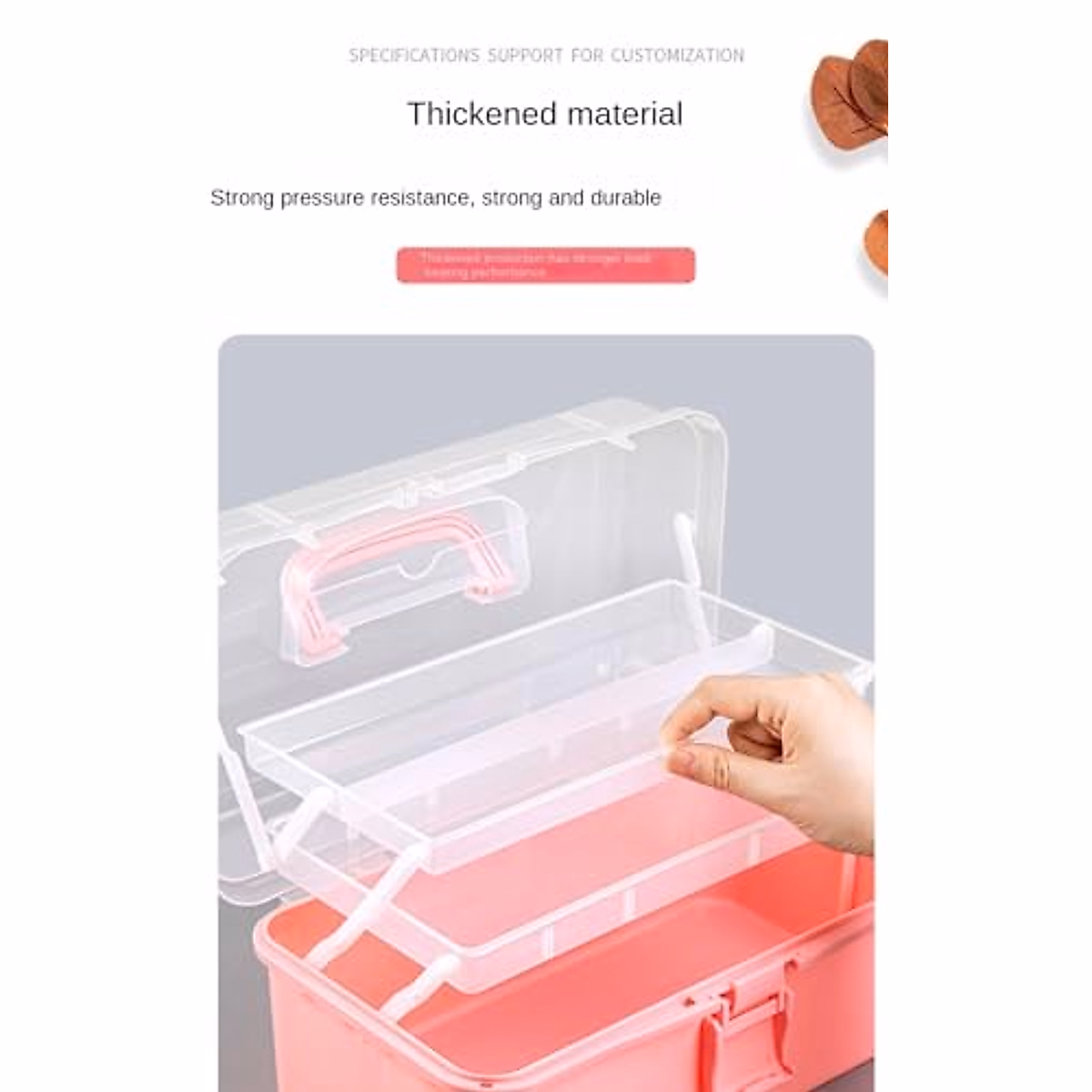 EDNEY 3-Layers Plastic Portable Storage Box,Household Plastic Craft Supply Box with Handle,Perfect for Home Office (Matcha Green Three Layer Transfer Box)