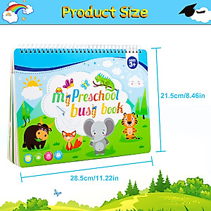 KINGTLE Busy Book for Kids, Preschool Montessori Toys Activity Binder, Toddlers Early Educational Learning Book, Sensory Books for Boys and Girls