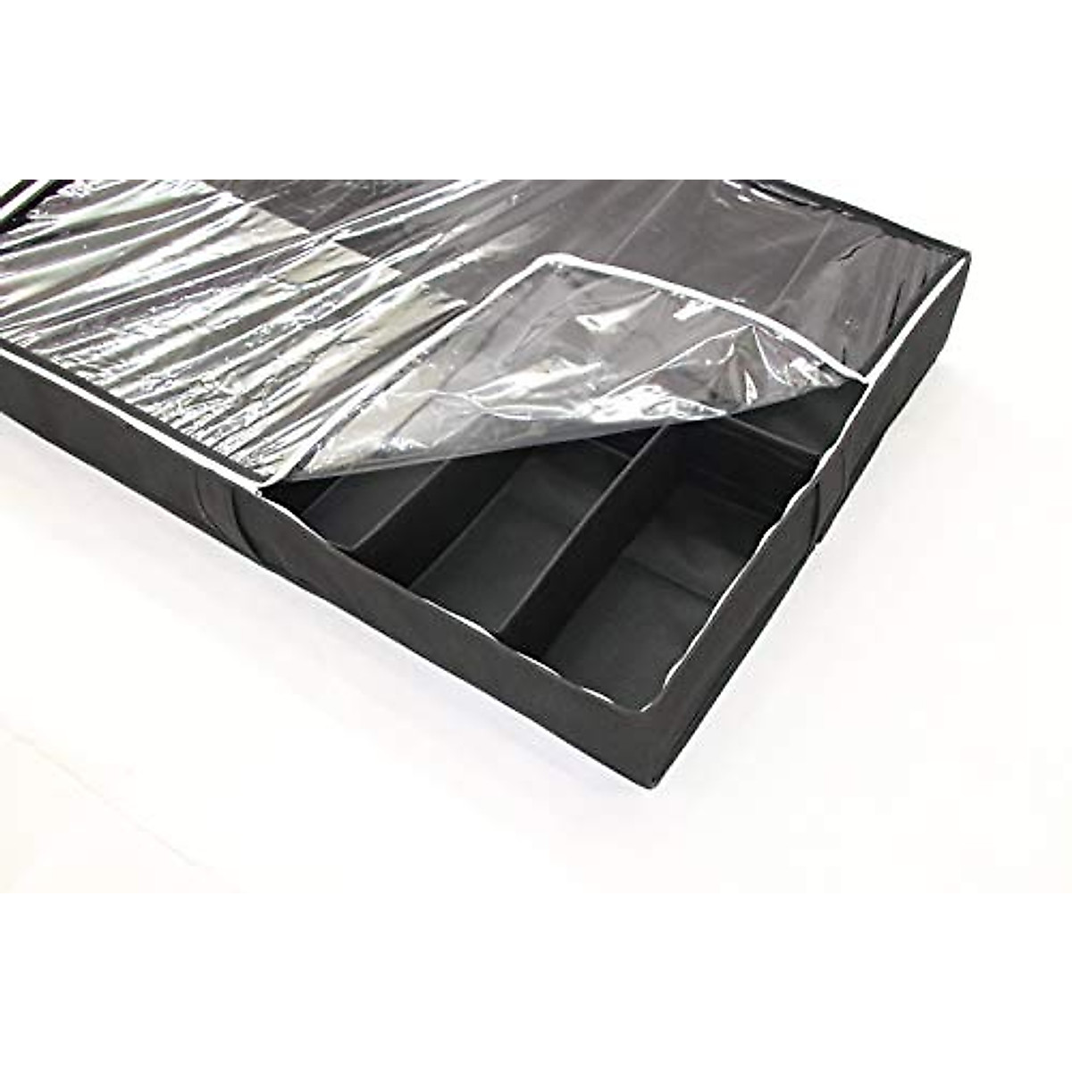 BENIZZA Under Bed Shoe and Clothes Storage Organizer - Customizable & Adjustable Dividers, Perfect Container for Under Bed or Closets, Sturdy Sides and Bottom, Large Shoes, Kids Men Women (Black)
