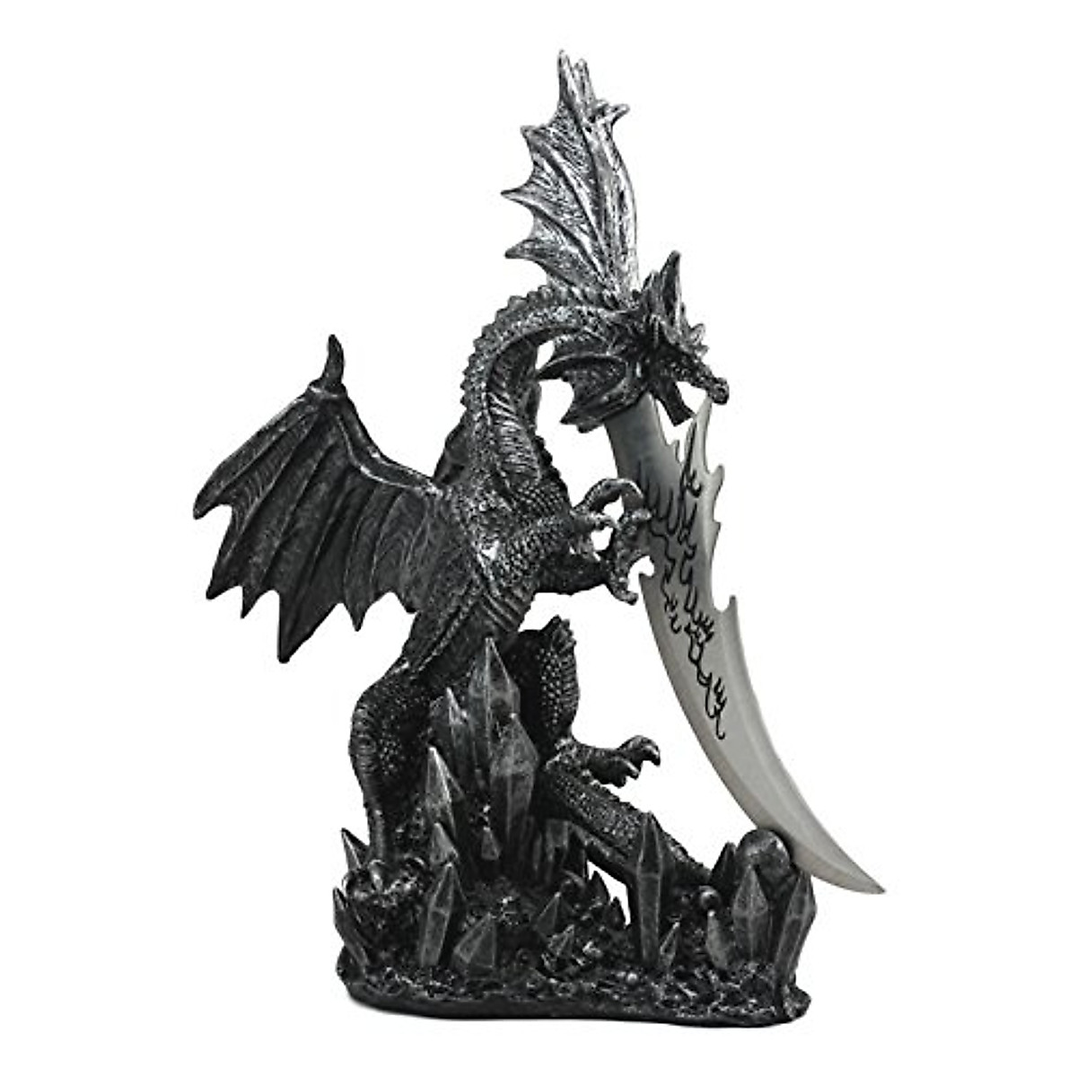 Ebros 13"Tall Large Dreamwork Fantasy Bahamut Elder Dragon Statue With Fire Dagger Blunt Knife As Letter Opener Or Decorative Dagger