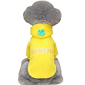 Warm Dog Hoodies Coat for Small Dogs Winter Sweatshirt Puppy Hooded Doggie Coat Cat Clothes, Yellow, X-Small