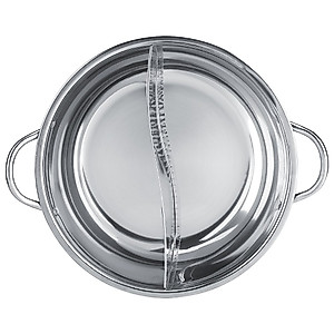 Hot Pot Stainless Steel, Hot Pot Separation Soup Cooking Pots 30/32/34cm Thick Stainless Steel Hot Pot Two Flavor Separation Induction Cooker Usable(34CM)