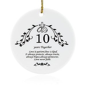 OWTTWO 10th Anniversary Wedding Gift,10th Anniversary Ornament for Couple,Husband,Wife,Him,Her