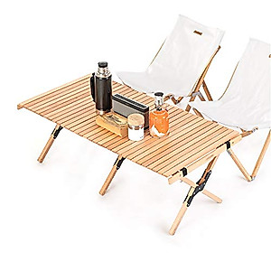 DOUBAO Outdoor Egg Roll Table Portable Folding Table Camping Home Self Driving Tour Solid Wood Barbecue Picnic Table