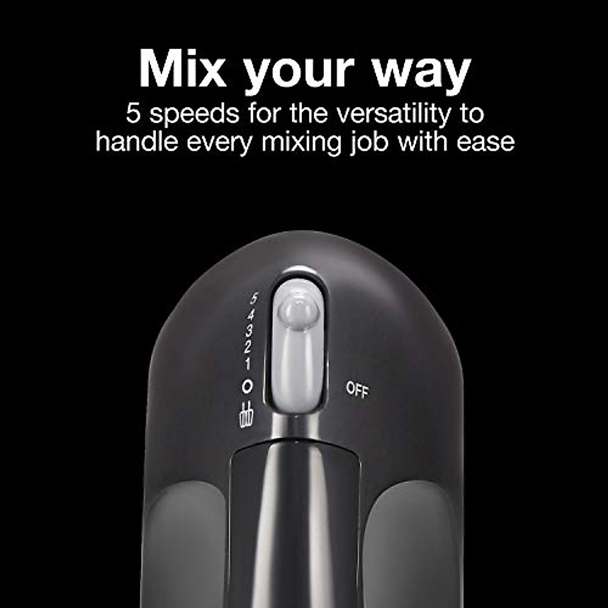 Proctor Silex Easy Mix 5-Speed Electric Hand Mixer with Bowl Rest, Compact and Lightweight, Black