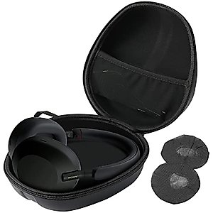 ProCase Headphone Case for Sony Beats Philips Bose JBL Maxell Panasonic, Audio Technica and More, Travel Carrying Bag with 2 Earpad Covers for Over Ear Headphones –Black