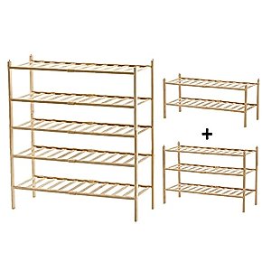 Dikolre Shoe Rack Organizer for Closet Entryway, 5-Tier Bamboo Stackable Shoe Rack Small Shoe Storage for Dorm Front Door Wooden Shoe Shelf, Natural