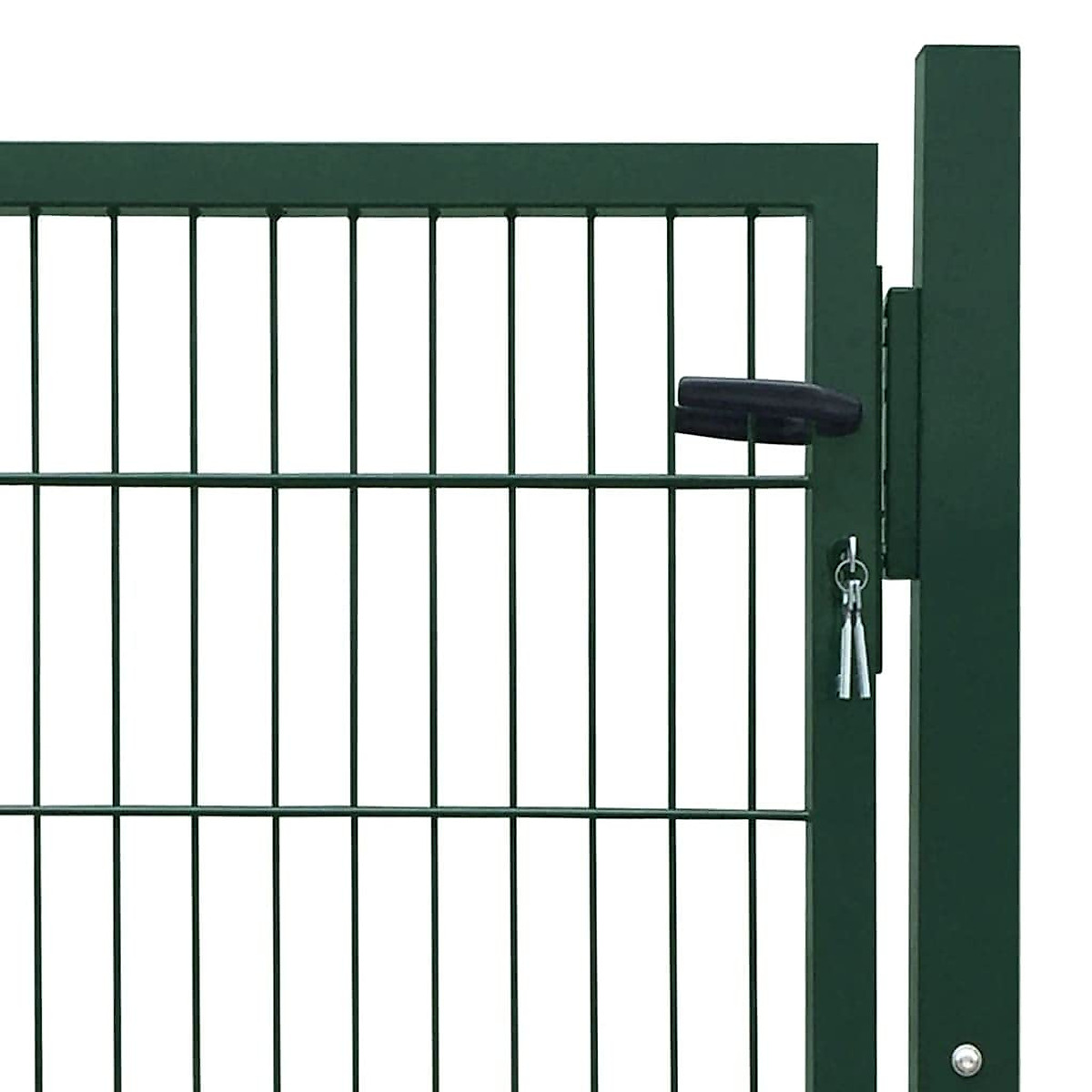 GOLINPEILO Fence Gate Garden Mesh Gate Outdoor Fence Gate Metal Fencing with Posts Spike Galvanized Steel Patio Entrance Barrier for Outdoor, Yard, Patio, Entry Way 41.7"x51.2" Green -AA