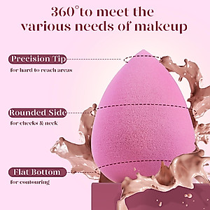 BEAKEY Makeup Sponge Set of 6, Makeup Sponges for Foundation, Liquid, Cream and Powder, Pink Beauty Sponge for Blending, 0 Latex Blender, Ideal Gifts