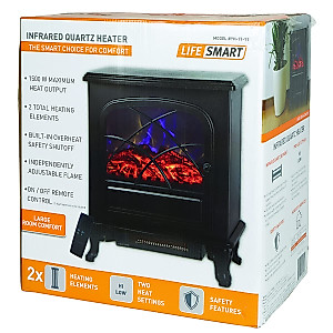Infrared Electric Fireplace Stove Heater with Remote - L21.26 x W11.15 x H26.77 hes, Black