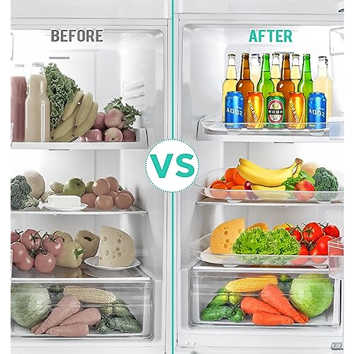 Lazy Susan Turntable Organizer for Refrigerator Rectangle Clear Rotating Lazy Susan Spice Organizer for Kitchen Pantry Cabinet Countertop Condiment Storage Rack