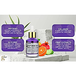 Neogold 6X Anti Aging Peptide Serum Moisturizer Skin Care Facial Oil Booster For Face, Wrinkles, Fine Lines, & Puffiness, Peptide Concentrate W/Collagen Plumps, Lifts, & Evens Skin Tone, 2 Fl Oz