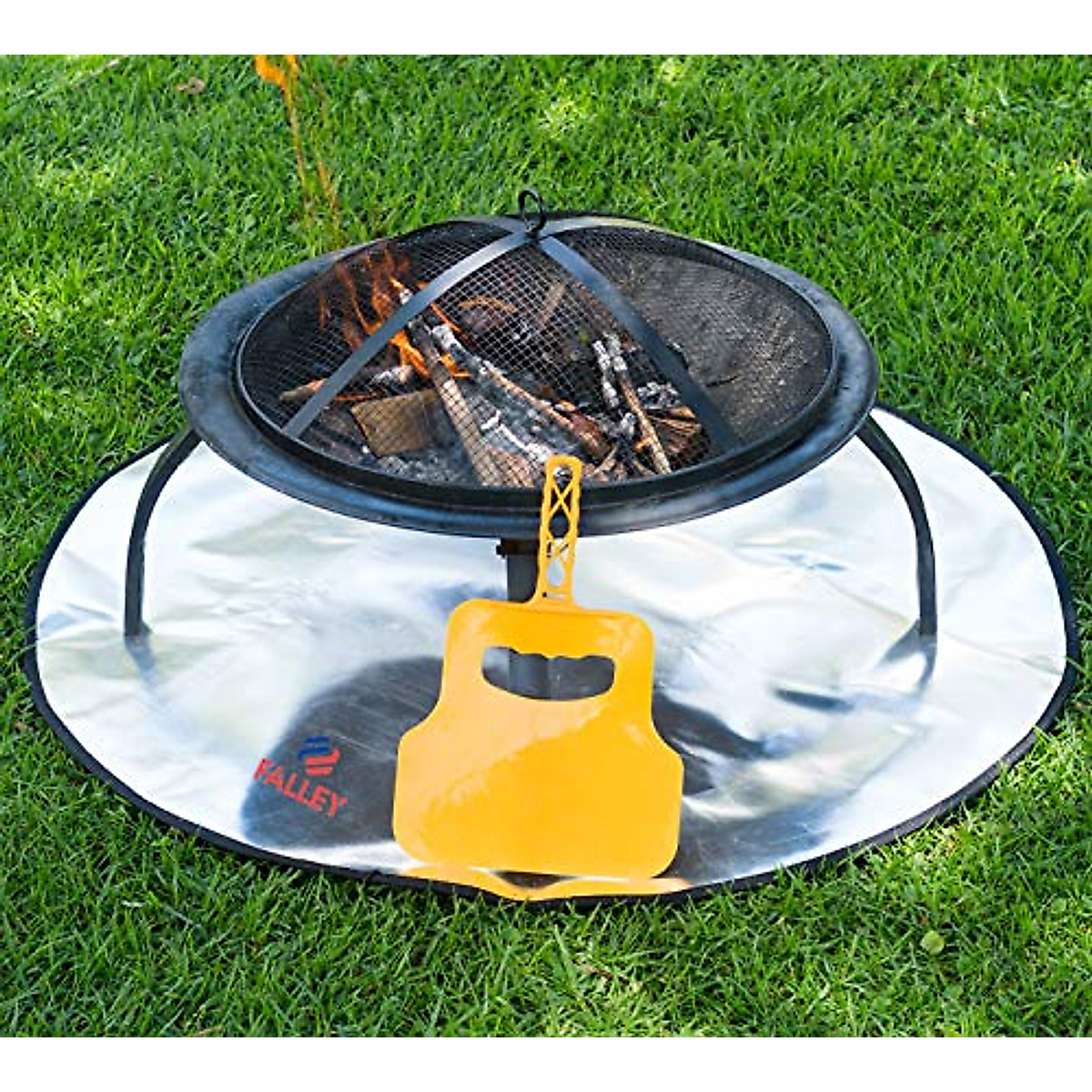 FALLEY 36" Fireproof Heat Resistant Round Portable Folding Fire Pit Mat Protector for Wood,Grass,Deck, Patio|Camping Firepit Mat to Keep Under Burning BBQ Grill with Extra Thick Pad to Shield Ground