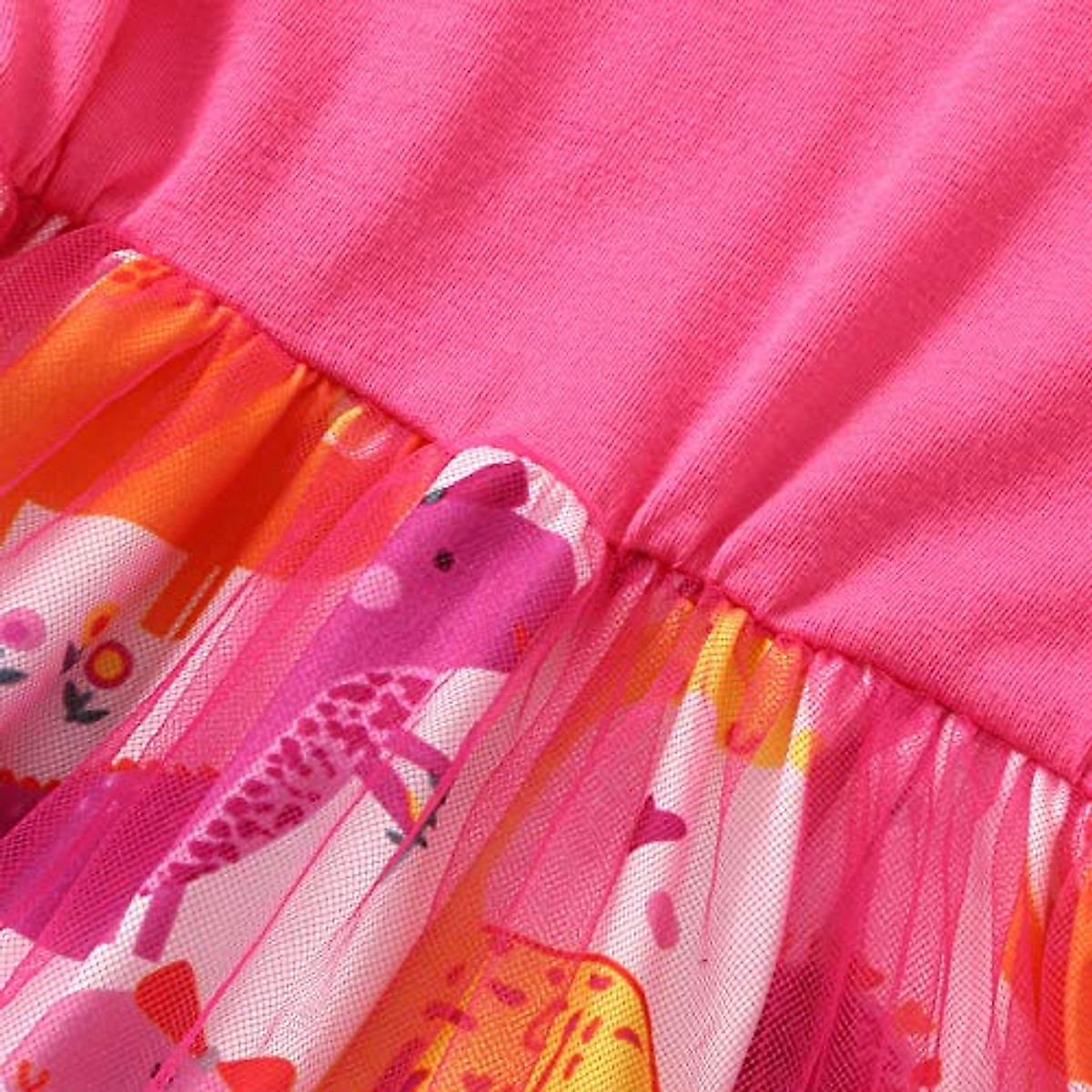 Girls Dress Skirt Toddler Kids Baby Girls Sleeveless Patchwork Dinosaur Party Tulle Princess Dress,for Kids Festival Birthday Gifts(Pink,3-4 Years)