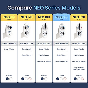 LUXE Bidet NEO 185 - Value Pack of 2 - Self-Cleaning, Dual Nozzle, Non-Electric Bidet Attachments for Toilet Seat (Blue and White)