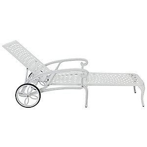 2PCS Adjustable Outdoor Chaise Lounge Chair Waterproof White