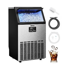 Silonn Commercial Ice Maker, Creates 150lbs in 24H, 33lbs Ice Storage Capacity, Stainless Steel Freestanding Ice Maker Machine with Auto Self-Cleaning for Home Office Bar Parties (SLIM12T)