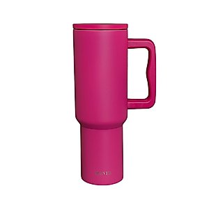 CeylonManel 40oz Stainless Steel Double Wall Vacuum Insulated Sublimation Tumbler with Handle, Straw, Lid Travel Cups in Matte Finish (Pink), Large