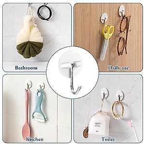 24pcs Round Plastic Hooks Ceiling Small Self Stick Hooks for Hanging Wall Hooks White Self Adhesive Hooks Seamless Self Sticky Hook Stainless Hooks Waterproof Oil Proof for Kitchen Hanging Utensils